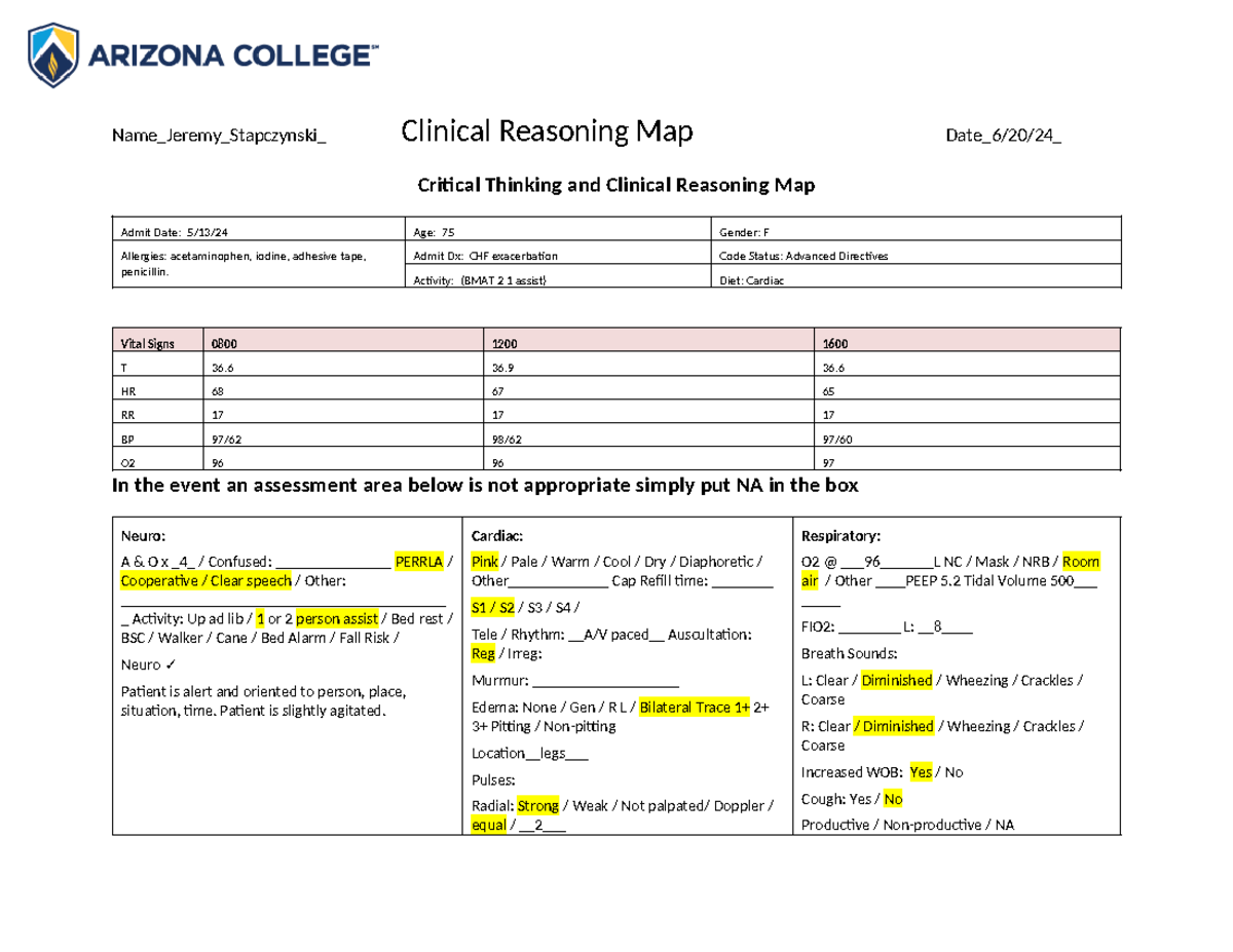 Med Surg 3CTM2 - critical thinking module 2 - Critical Thinking and ...