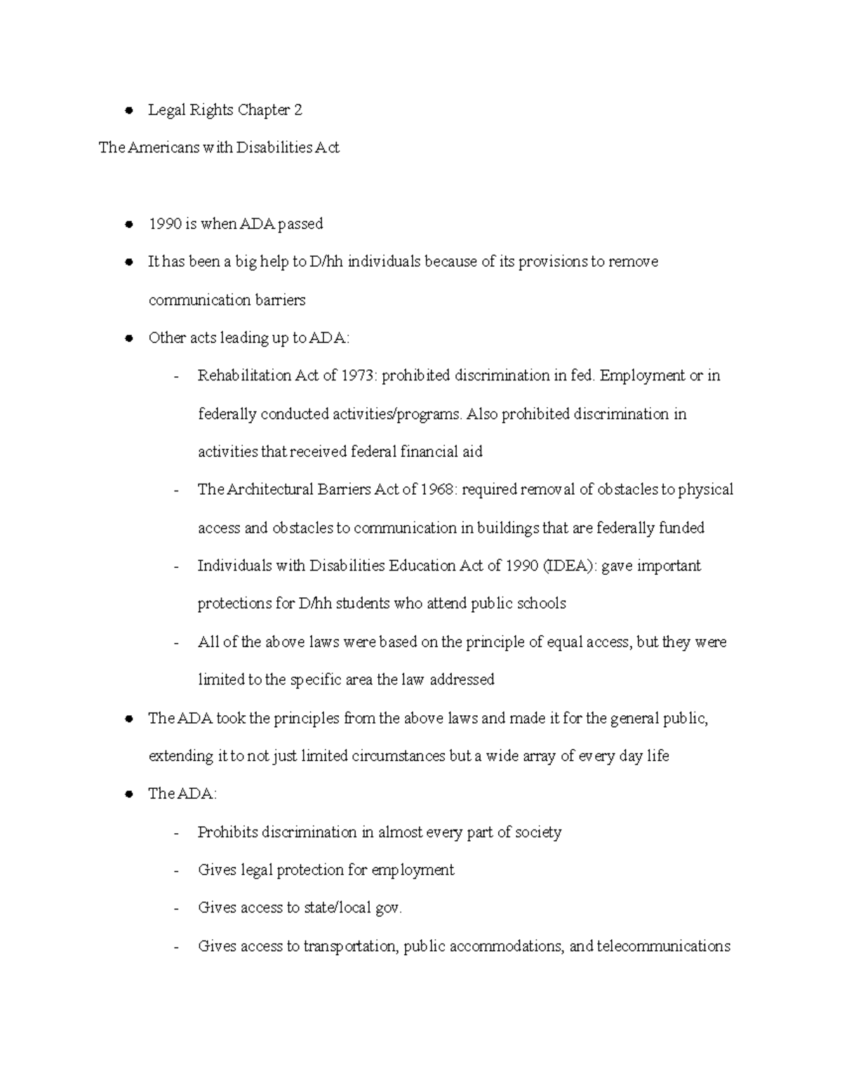 CH. 2 ADA - Notes from chapter 2 of Legal Rights: The Guide for Deaf ...