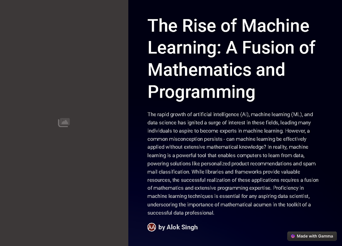 The Rise of Machine Learning A Fusion of Mathematics and Programming ...