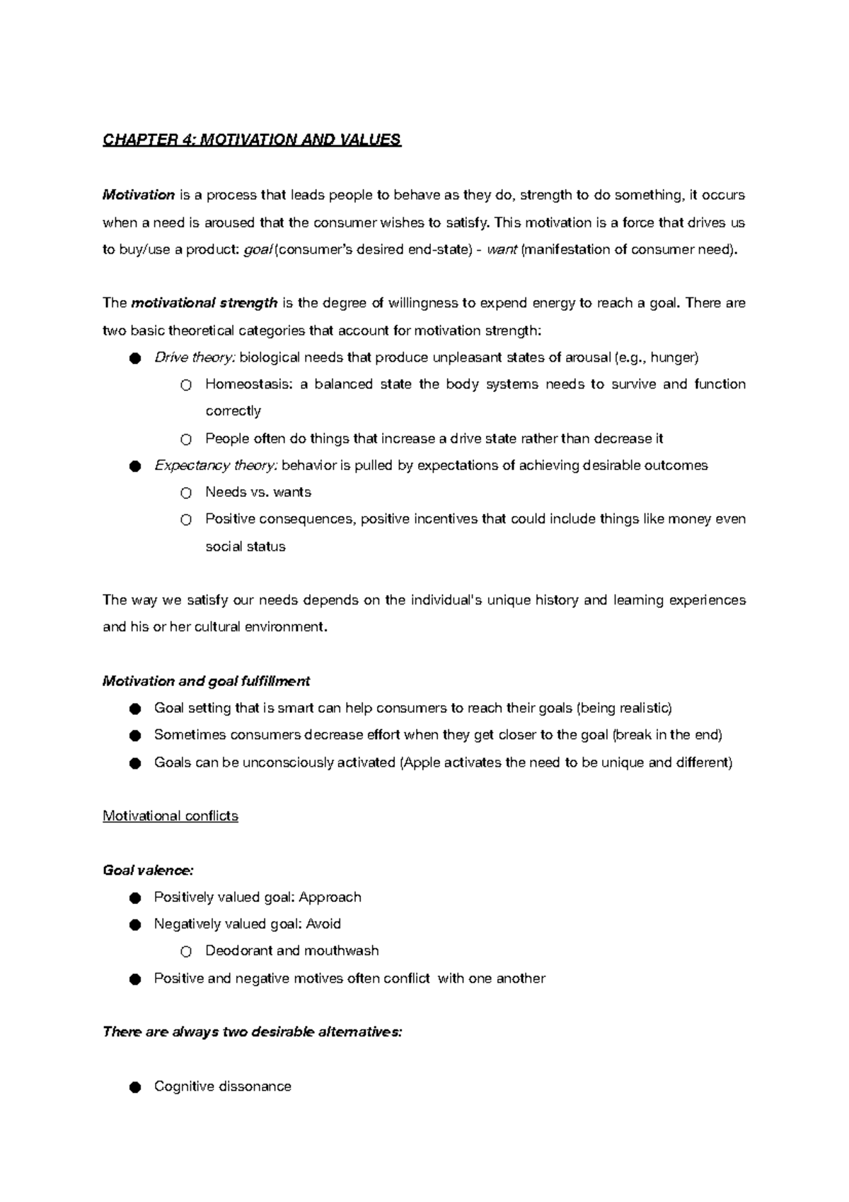 Chapter 4 Motivation AND Values - CHAPTER 4: MOTIVATION AND VALUES ...
