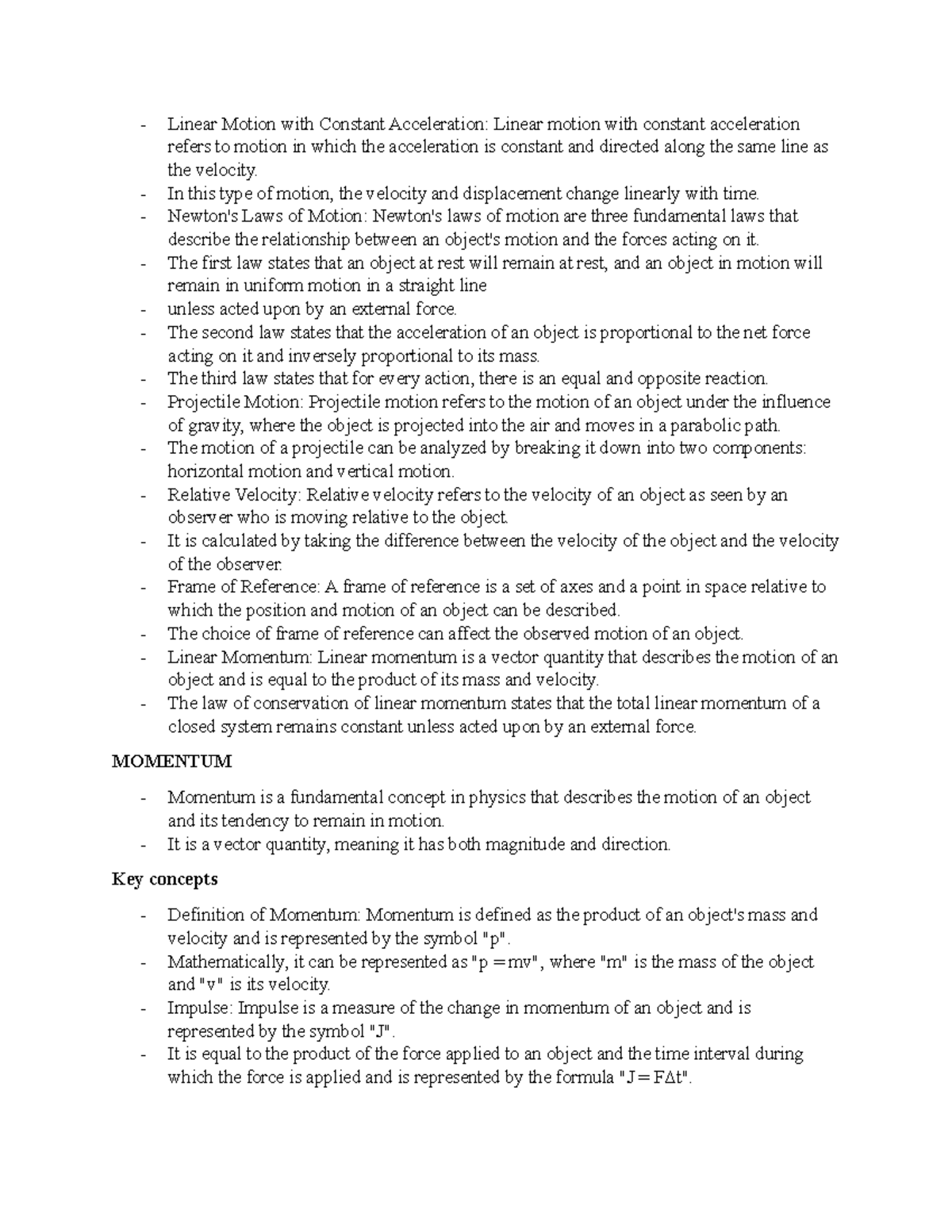 Physics Notes 2 ECC - explain and demonstrate some of the basic laws of ...