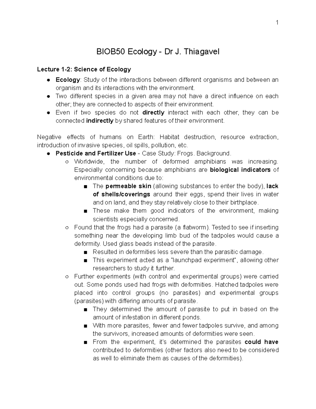 BIOB50 Ecology Lecture Notes - BIOB50 Ecology - Dr J. Thiagavel Lecture ...