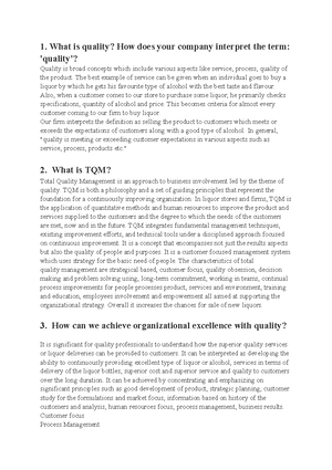 Assignment 3 - tqm - ASSIGNMENT 3 Discuss the importance of quality ...