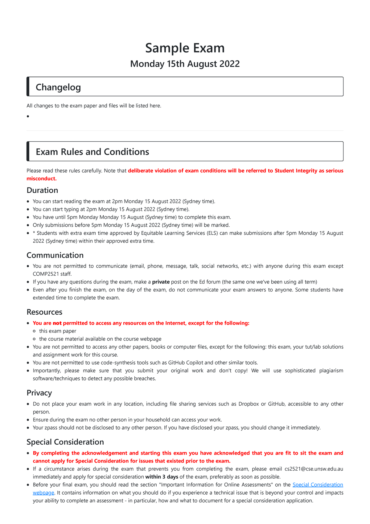 COMP2521 22T2 - Sample Exam - Sample Exam Monday 15th August 2022 Changelog All changes to the ...