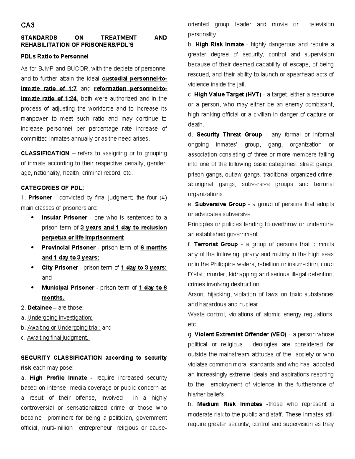 CA3 (Therapeutic Modalities) Reviewer - CA STANDARDS ON TREATMENT AND ...