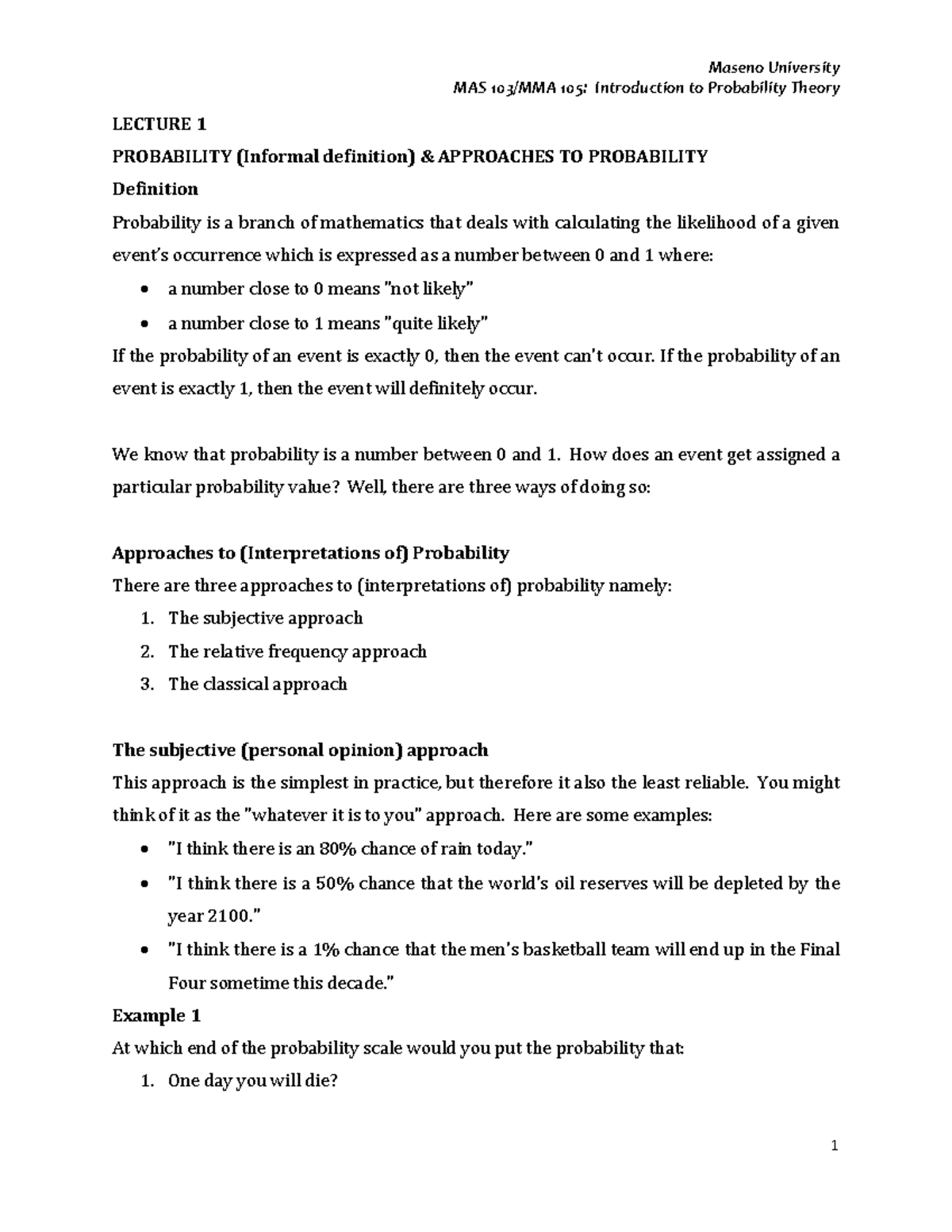 MAS 103 Lecture 1 - Calculus - MAS 103/MMA 105: Introduction to ...