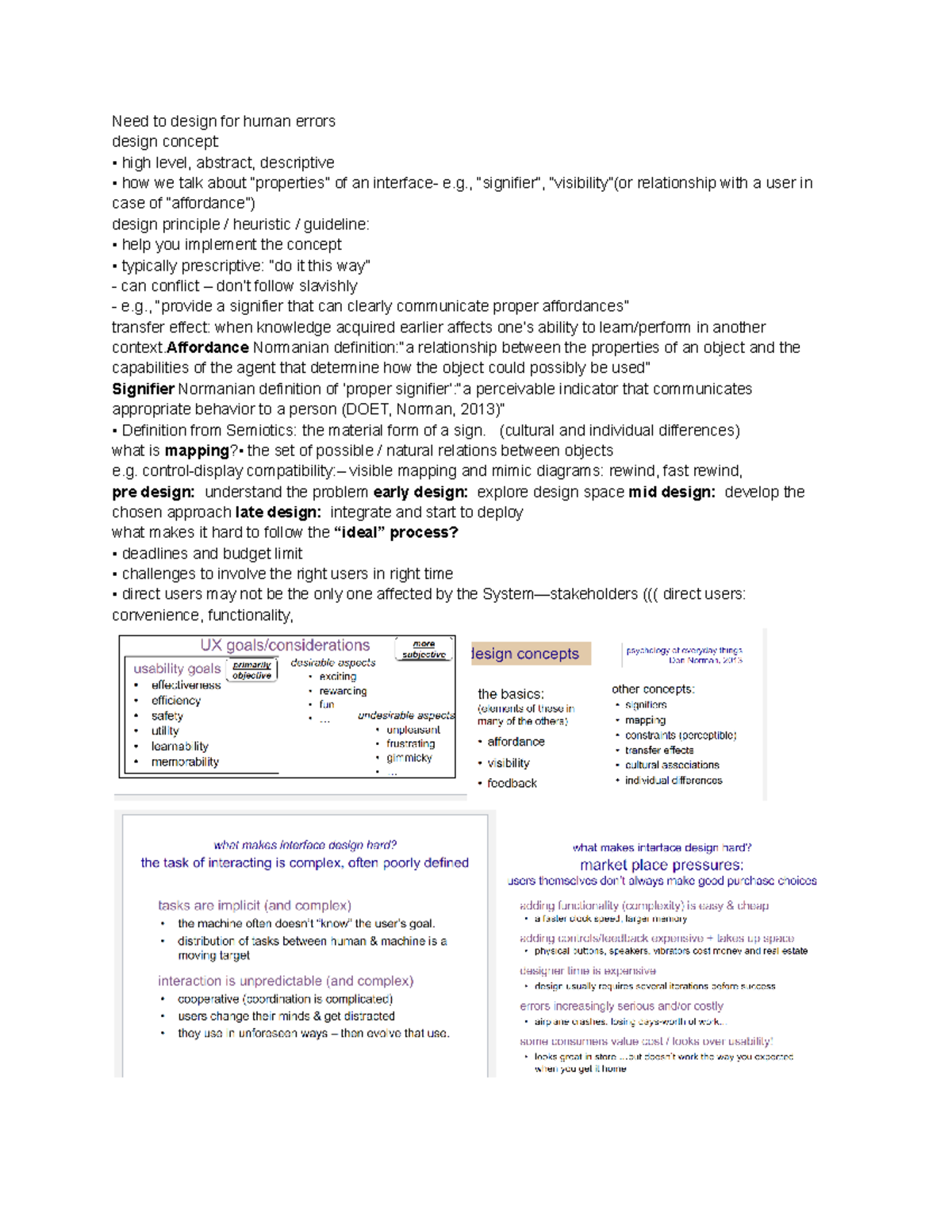 CPSC 344 midterm - Summary Introduction To Human Computer Interaction Methods - Need to design ...