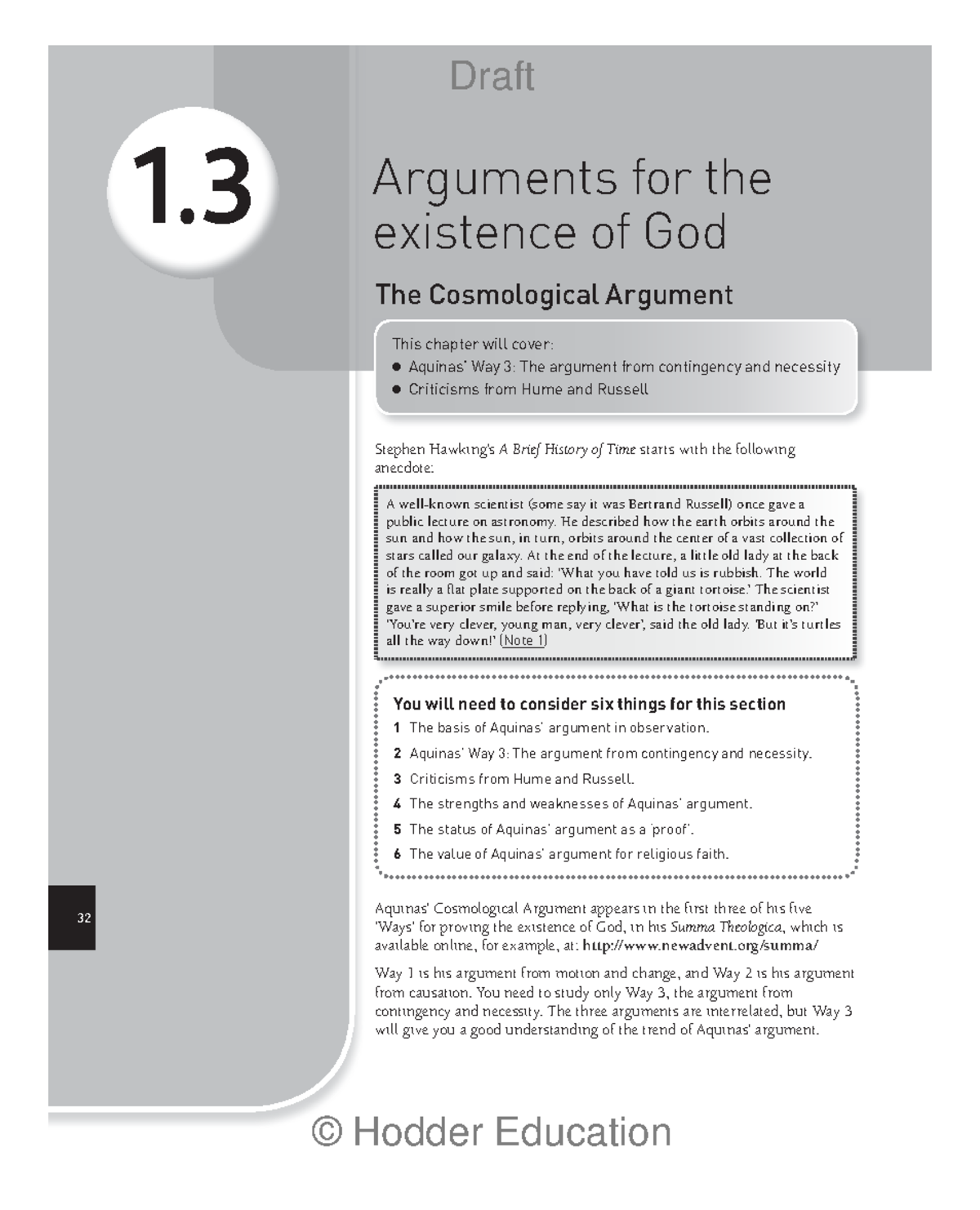 1-3 Arguments for the existence of God The cosmological argument - 32 1 ...
