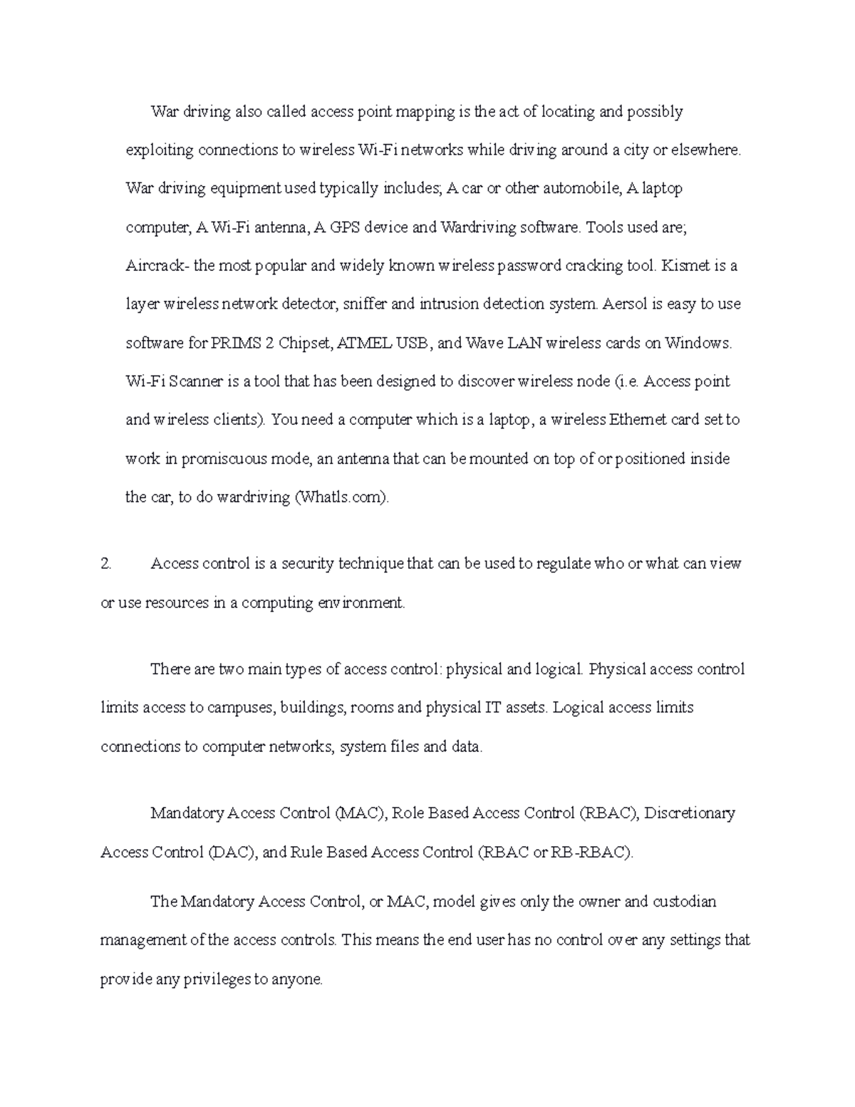 Heather Hofer unit7CYB4301 - War driving also called access point ...