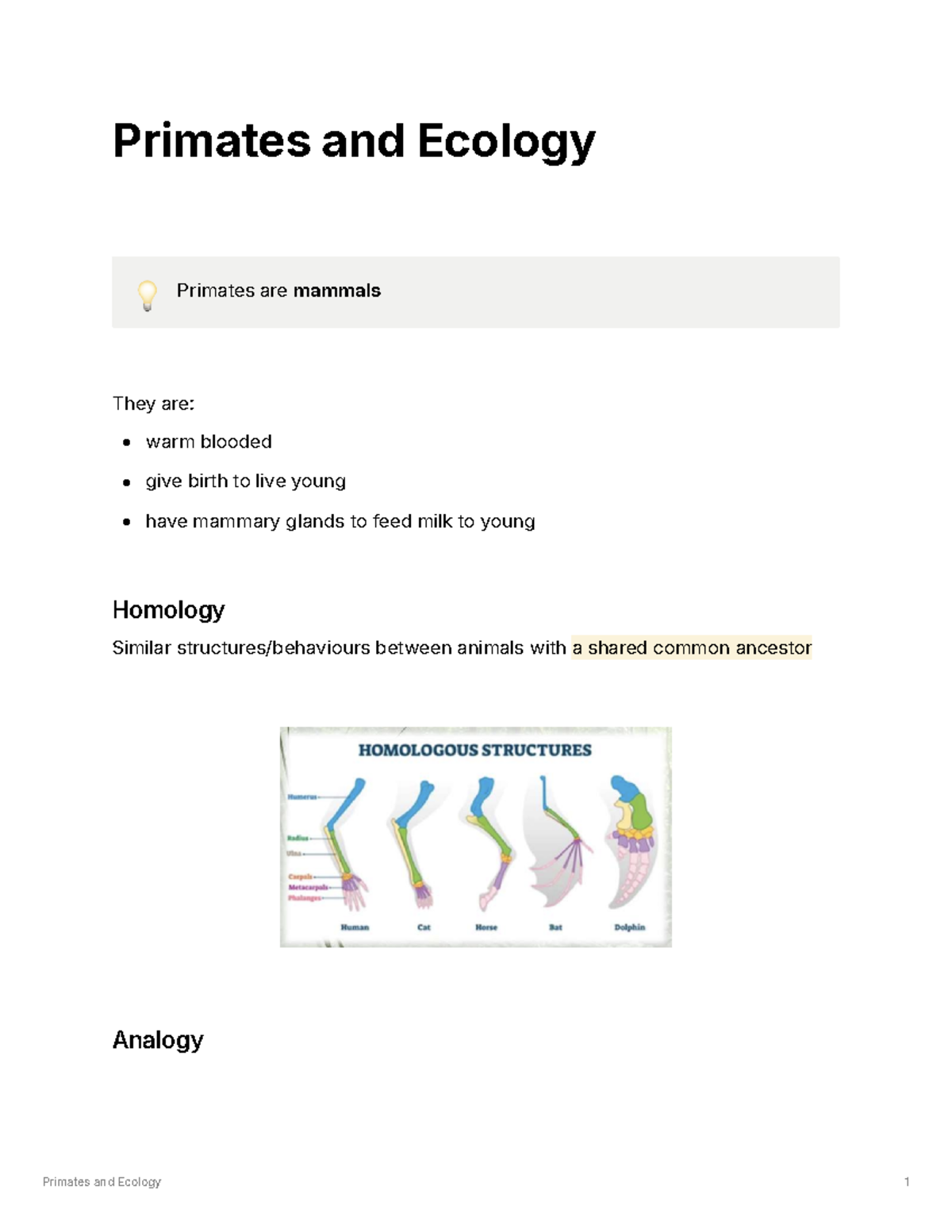 Primates and Ecology Notes innit - Primates and Ecology 💡 Primates are ...