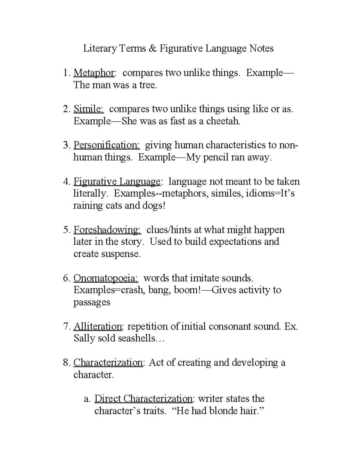 Literary Terms and Figurative Language 2018 - Literary Terms ...