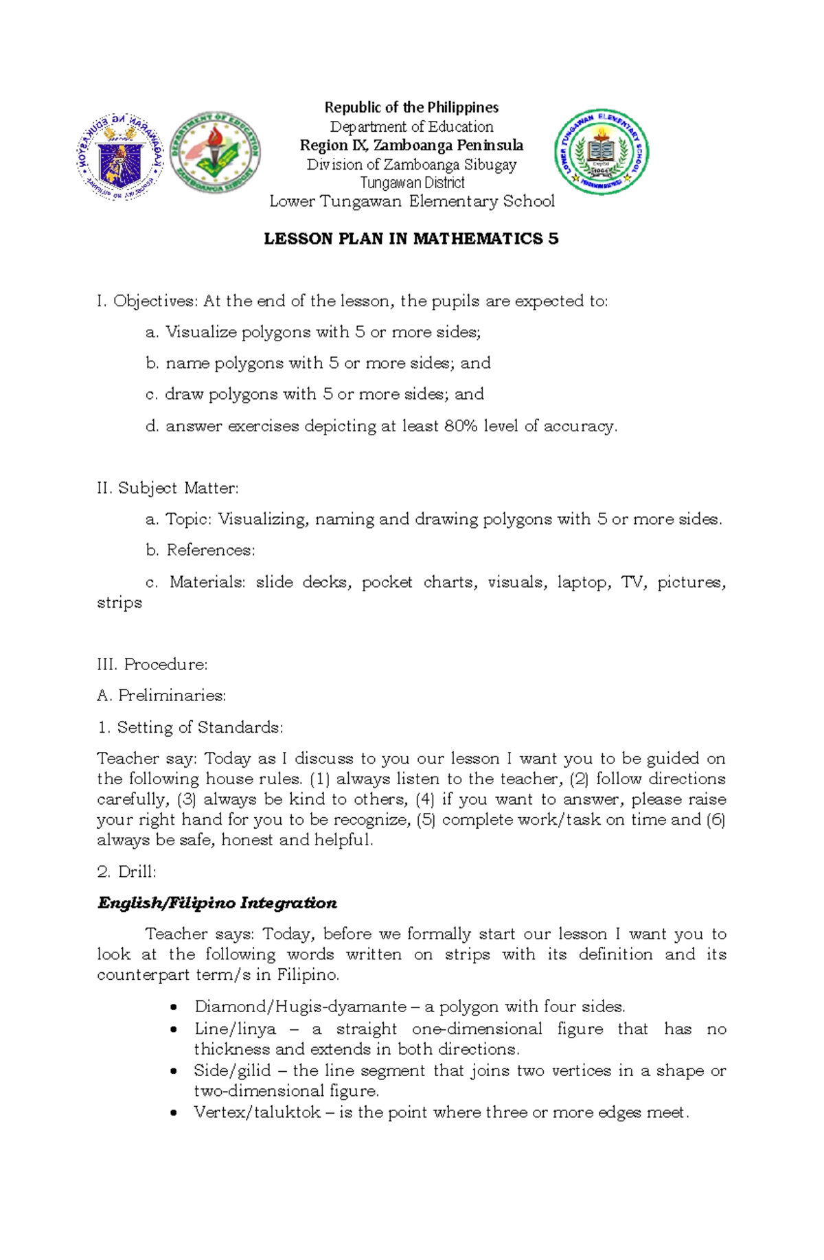 English-lesson-plan-grade-5 compress - Republic of the Philippines ...