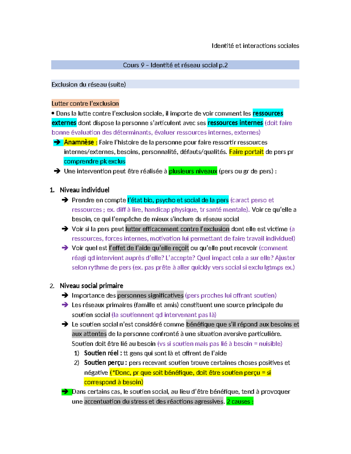 #9 Identité réseau social p - Identité et interactions sociales Cours 9 ...