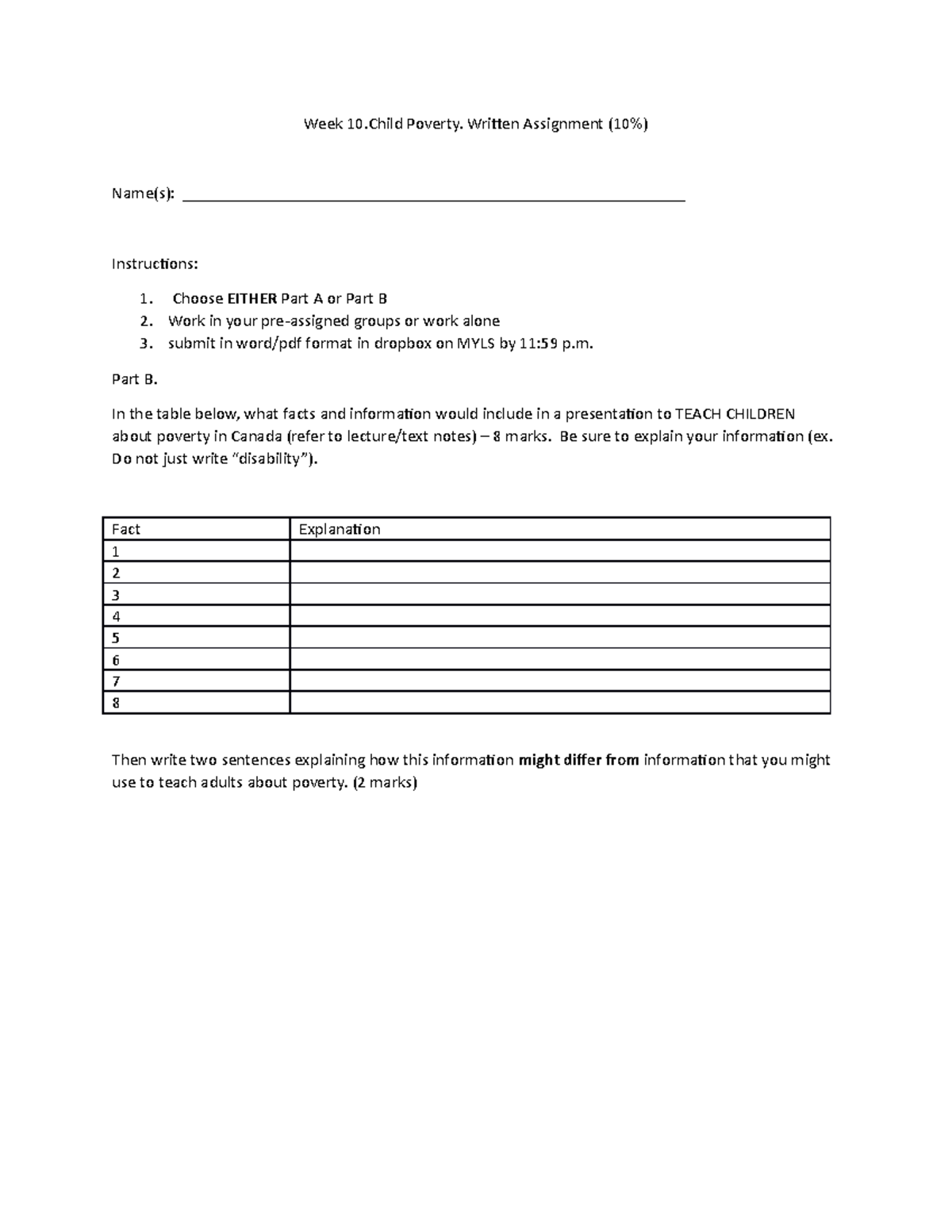 Week 10. child poverty assignment.Fall 2022 - Week 10 Poverty. Written ...