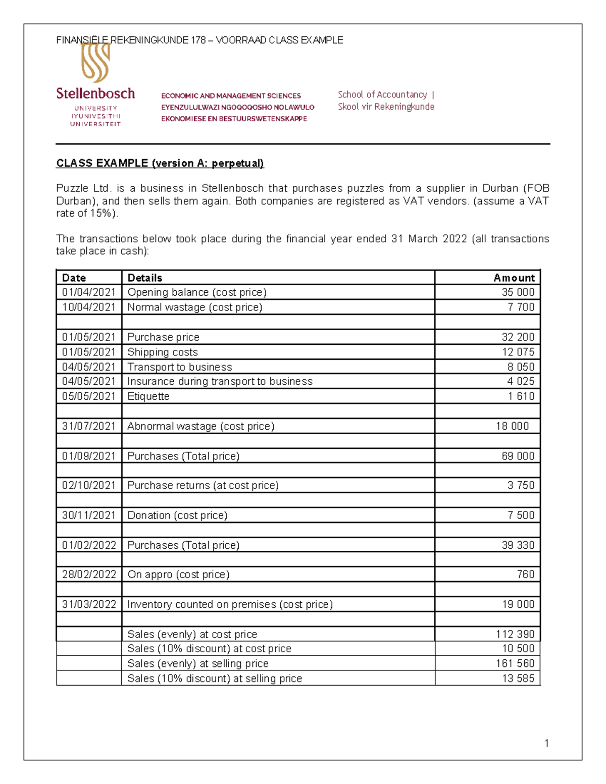2a. Inventory class example (2022) general journal entries - CLASS ...
