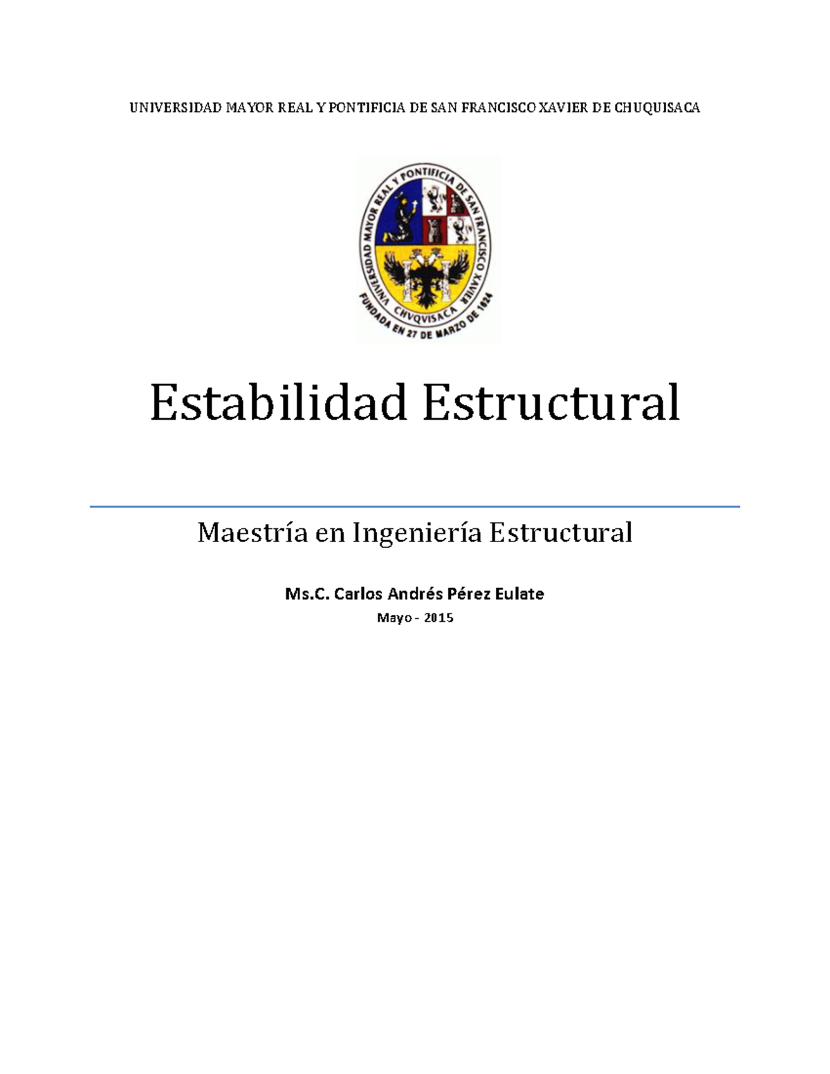 Estabilidad Estructural - Perez Eulate - UNIVERSIDAD MAYOR REAL Y ...