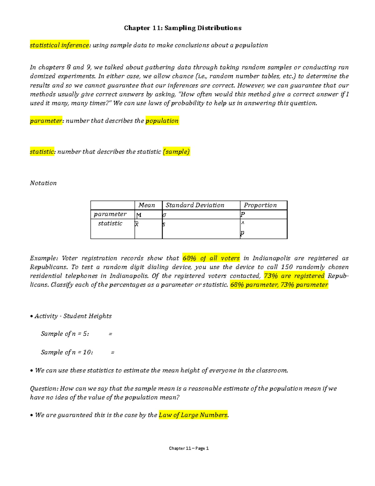 Ch11 Sampling Distributions - Chapter 11: Sampling Distributions ...