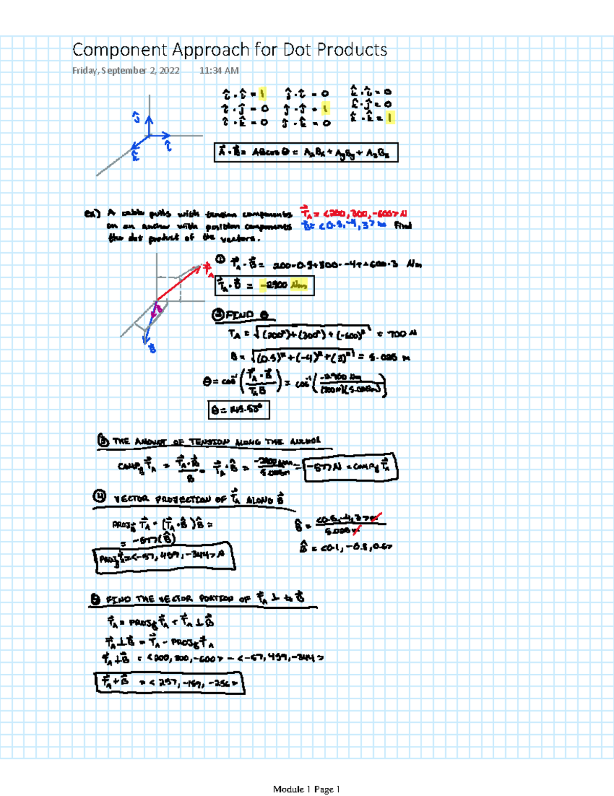Component Approach for Dot Products - CIVE 260 - Component Approach for ...