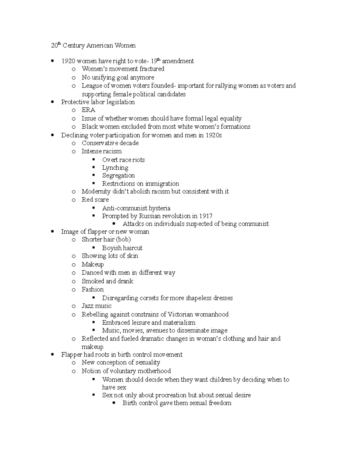 20th Century American Women- 10-3 - 20 th Century American Women 1920 ...