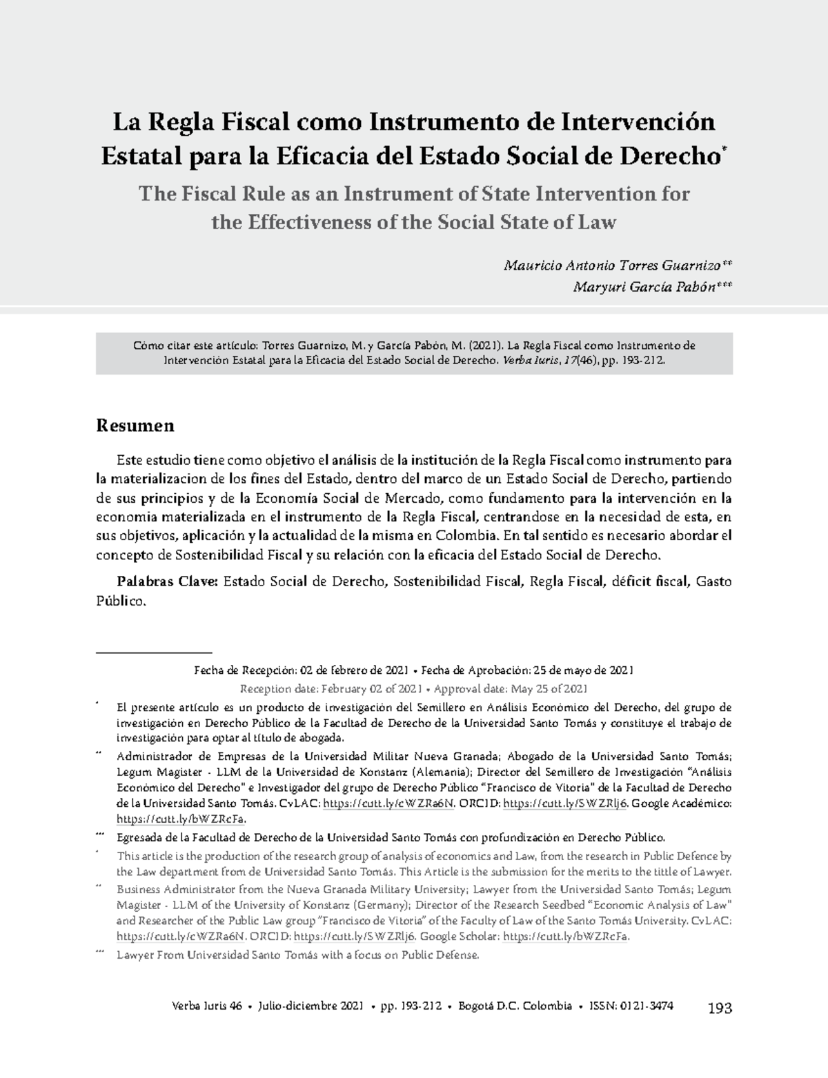 La regla fiscal como instrumento de intervencion estatal para la ...