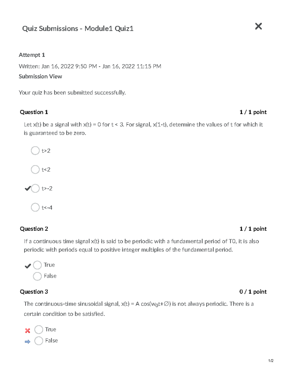 Quiz Submissions - Module 1 Quiz1 - Signals and Systems Section 01 ...