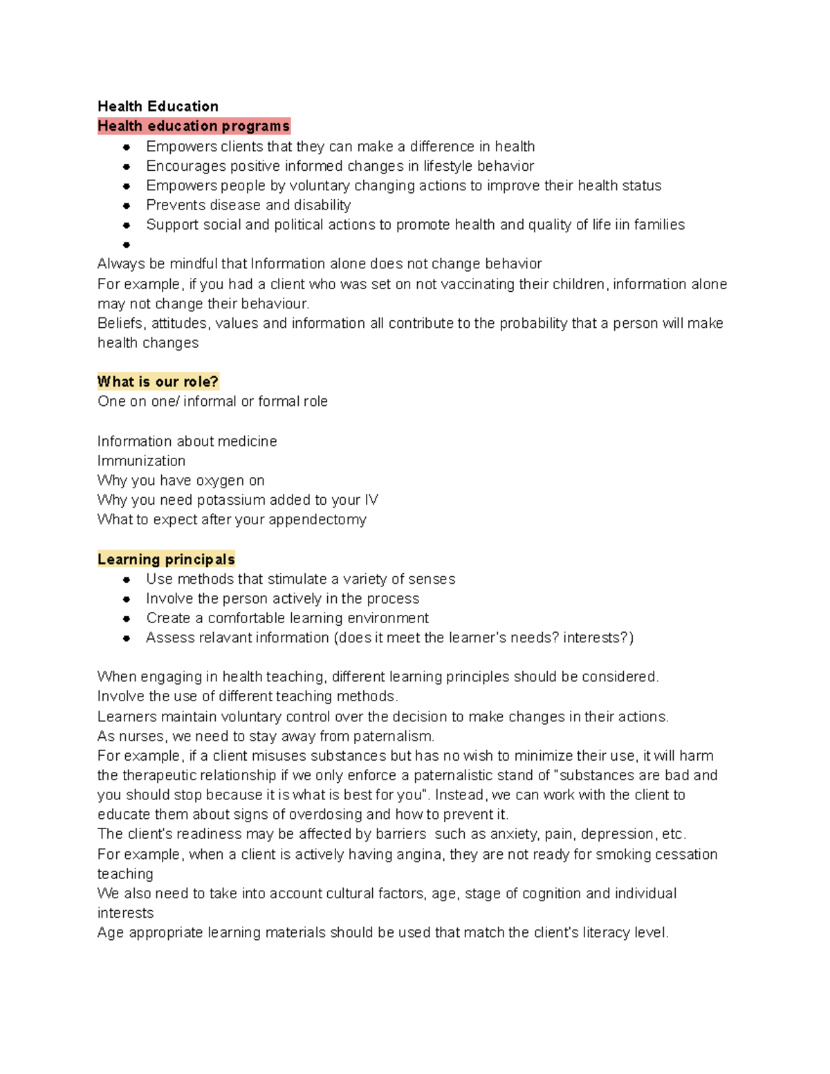 2220 Week 7 Health Education - Health Education Health education ...