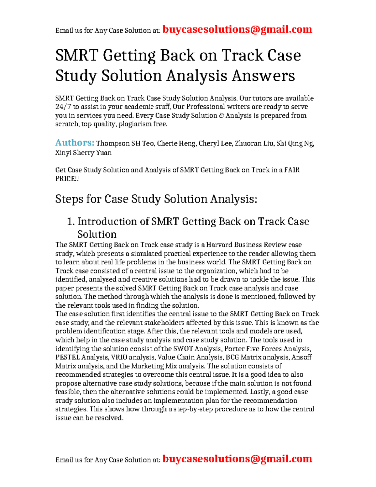 Case Solution SMRT Getting Back on Track - SMRT Getting Back on Track Case Study Solution ...