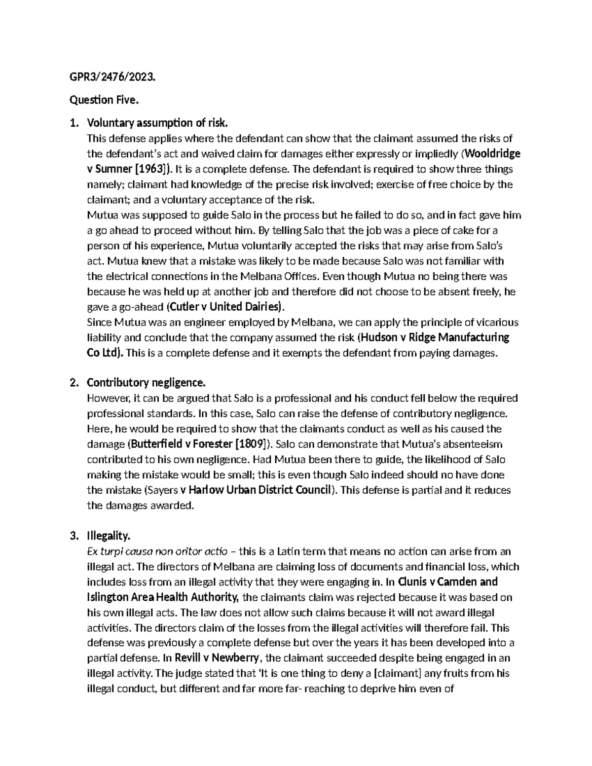 Tort WQuestion - Understanding Torts essay. - GPR3/2476/2023. Question ...