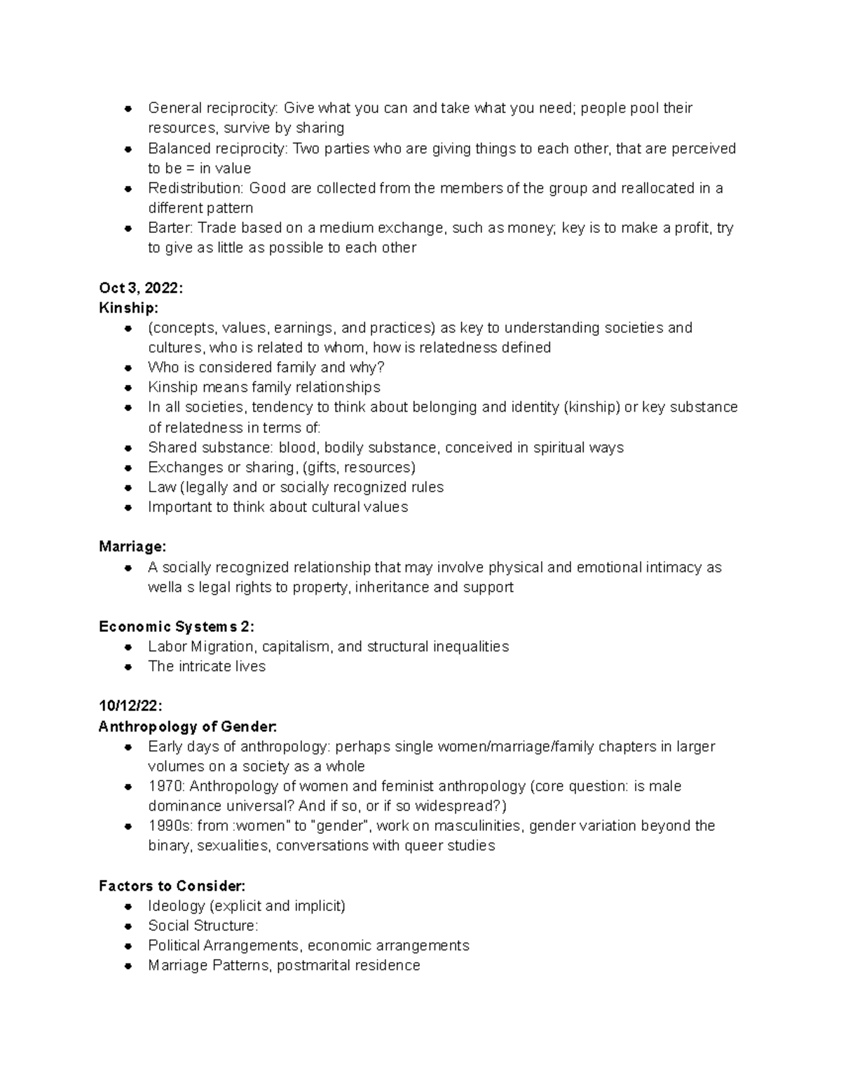 Anth notes, 7 - Prof. Sarah Lamb - General reciprocity: Give what you ...