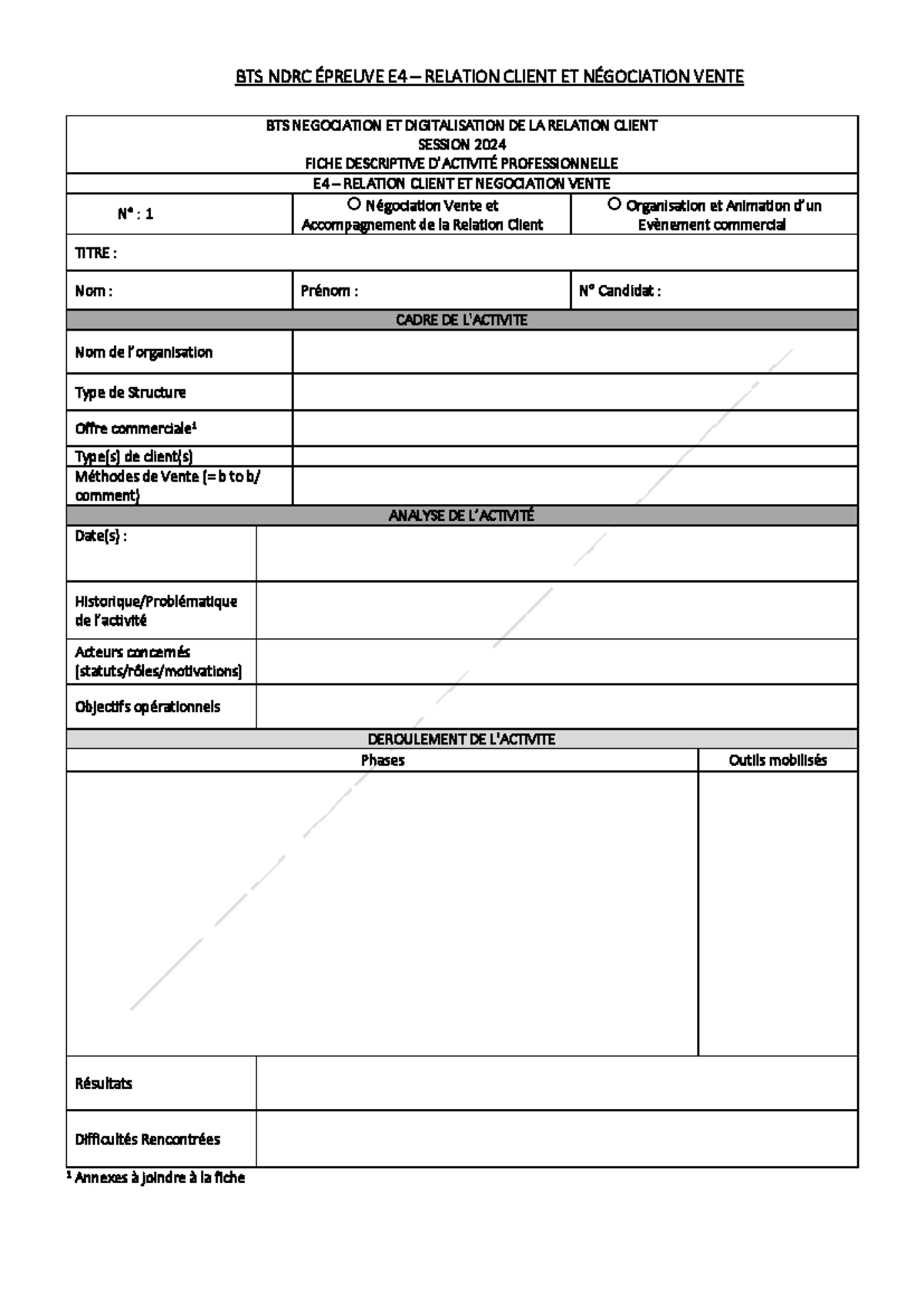 Fiche E4 eleve vierge - ................... - DOCUMENT DE TRAVAIL BTS NDRC ÉPREUVE E4 – RELATION ...