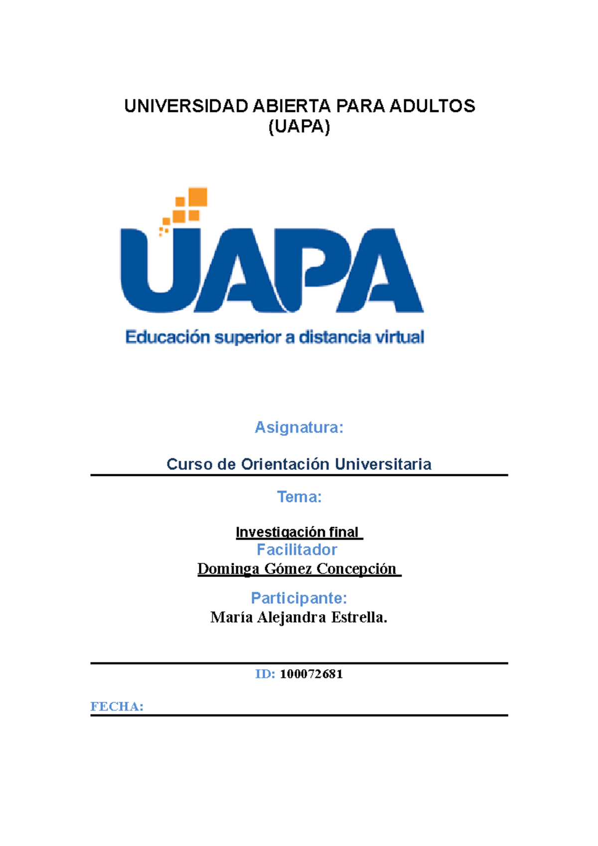 Universidad Abierta PARA Adultos - UNIVERSIDAD ABIERTA PARA ADULTOS ...