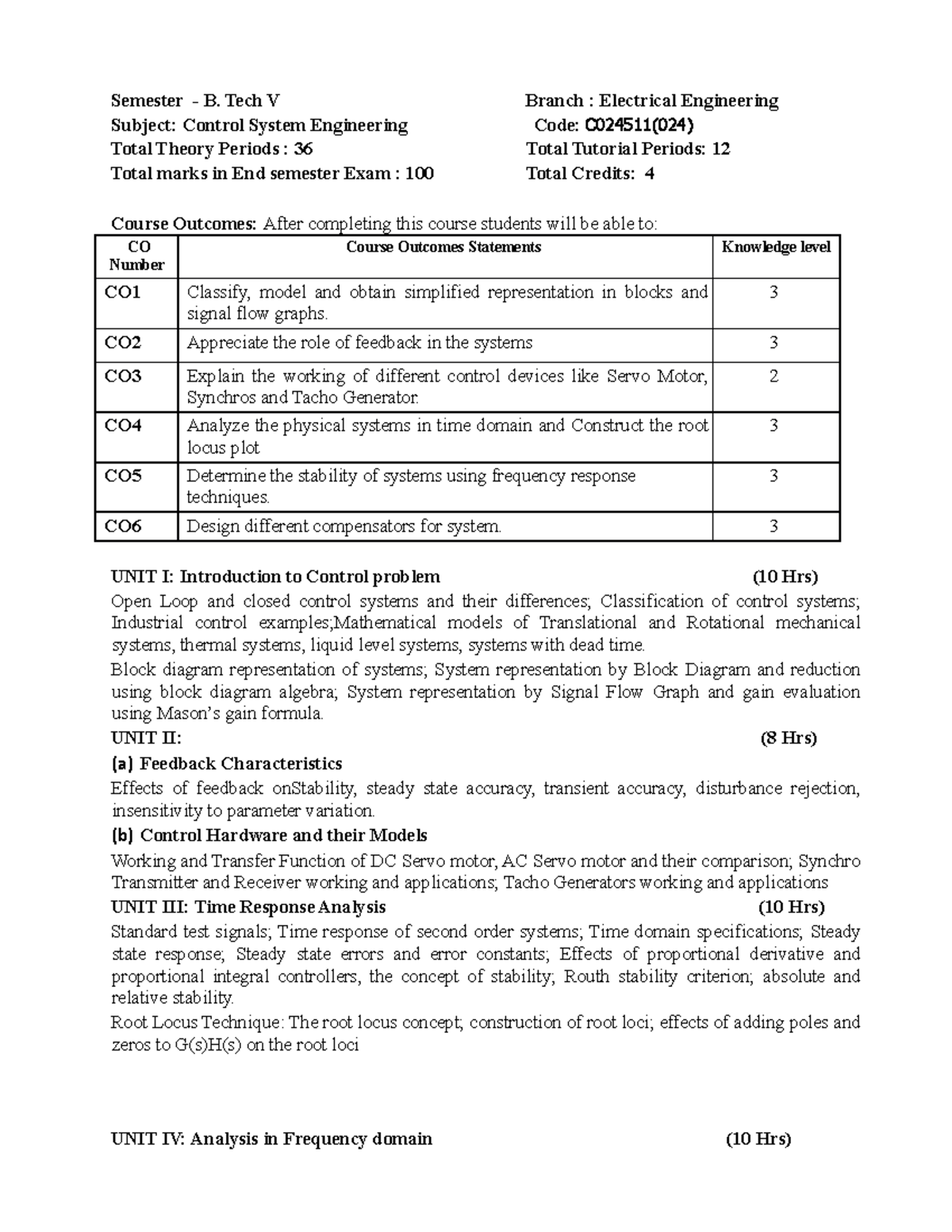 Electrical-Engineering-5TH - Semester - B. Tech V Branch : Electrical ...