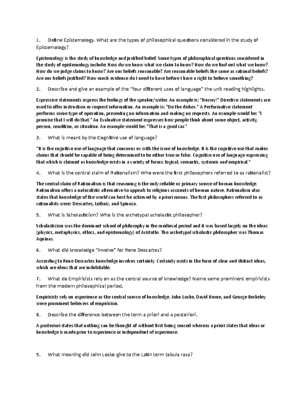 Assignment 5 - 1. Define Epistemology. What are the types of ...