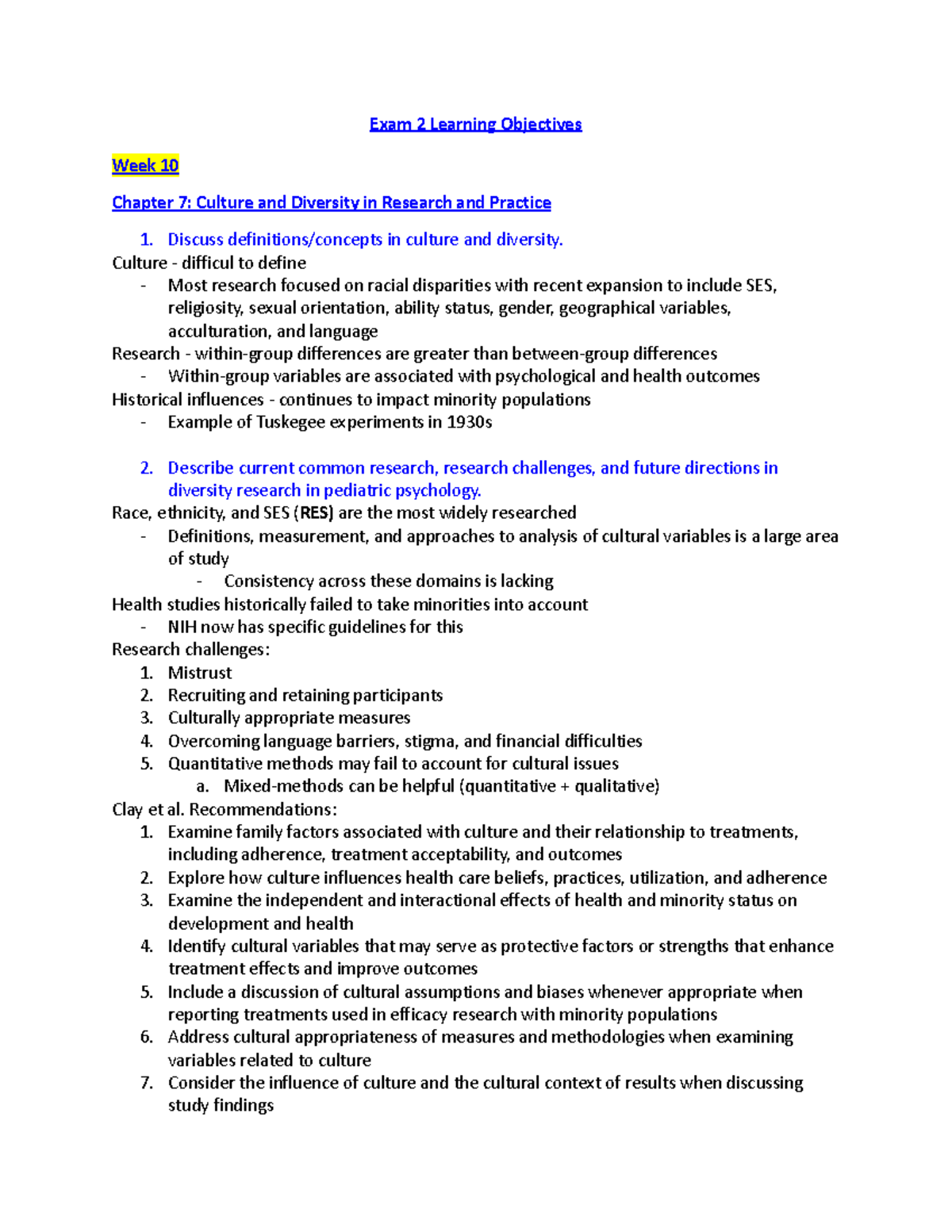 Exam 2 Study Guide - Exam 2 Learning Objectives Week 10 Chapter 7 ...