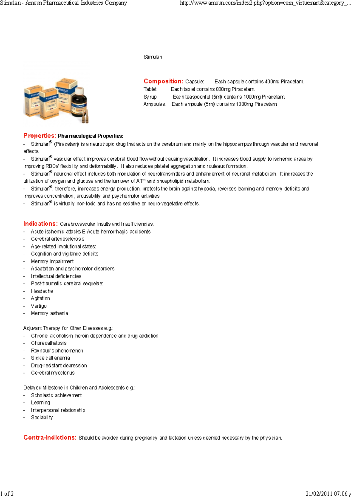 Stimulan - Amoun Pharmaceutical Industries Company - Stimulan ...