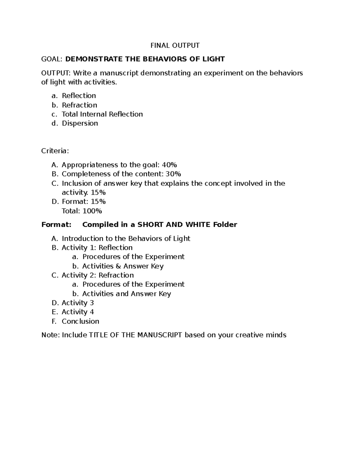 Final Output in Physics 2 - FINAL OUTPUT GOAL: DEMONSTRATE THE ...