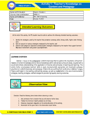 FS1-Activity-3 - field study 1 worksheets - Intended Learning Outcomes ...