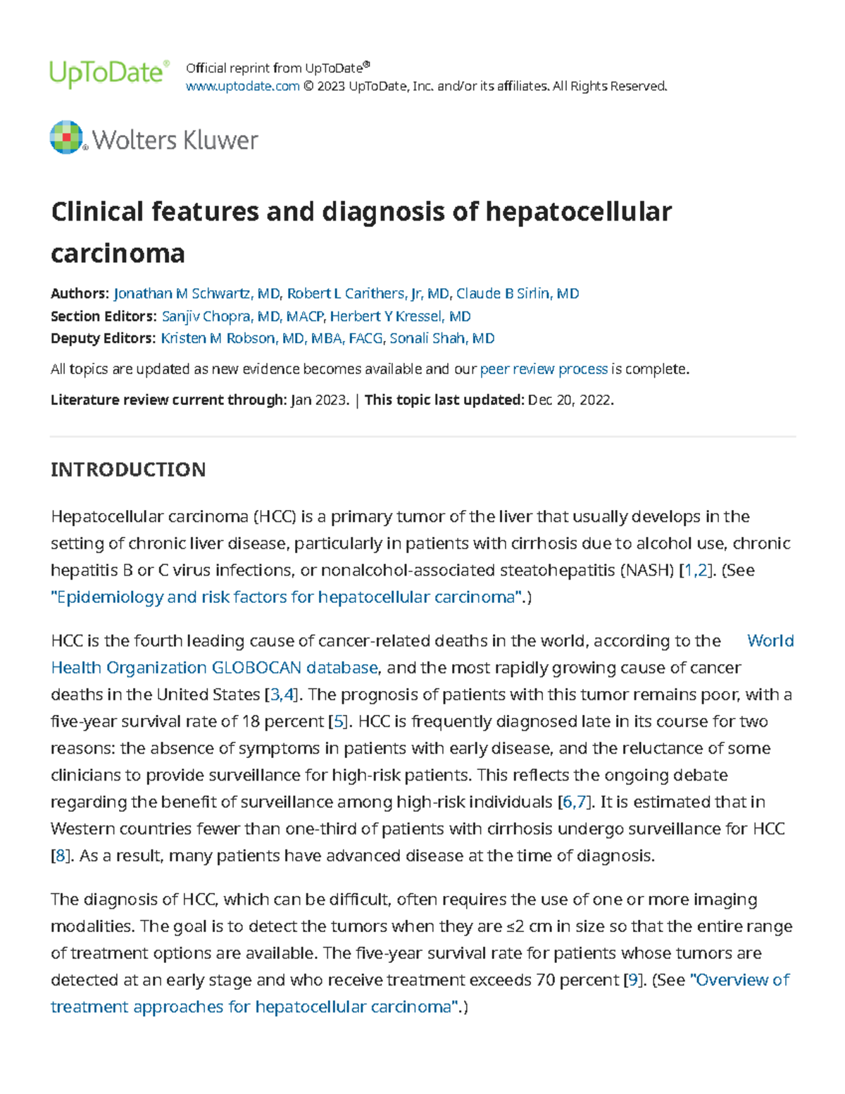 Clinical features and diagnosis of hepatocellular carcinoma - Up To ...