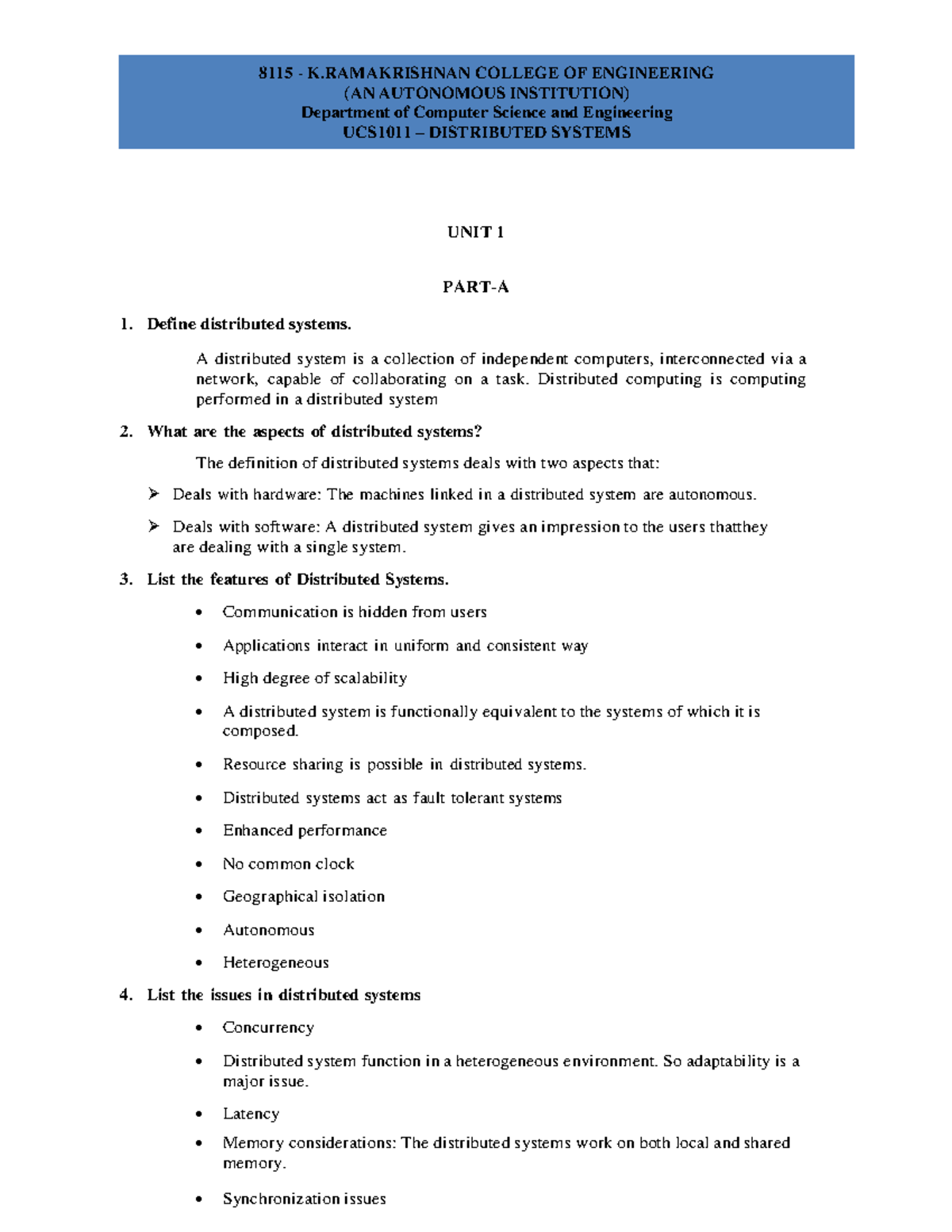 DS-Question Bank Unit 1 and 2 - (AN AUTONOMOUS INSTITUTION) Department ...