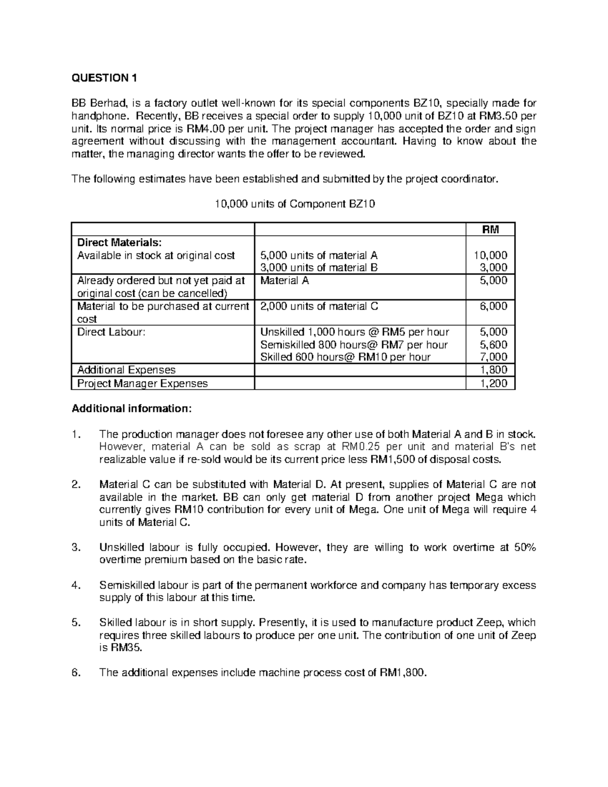 Sample practice Exam 2019 Questions STDM2 QUESTION 1 BB Berhad Is A