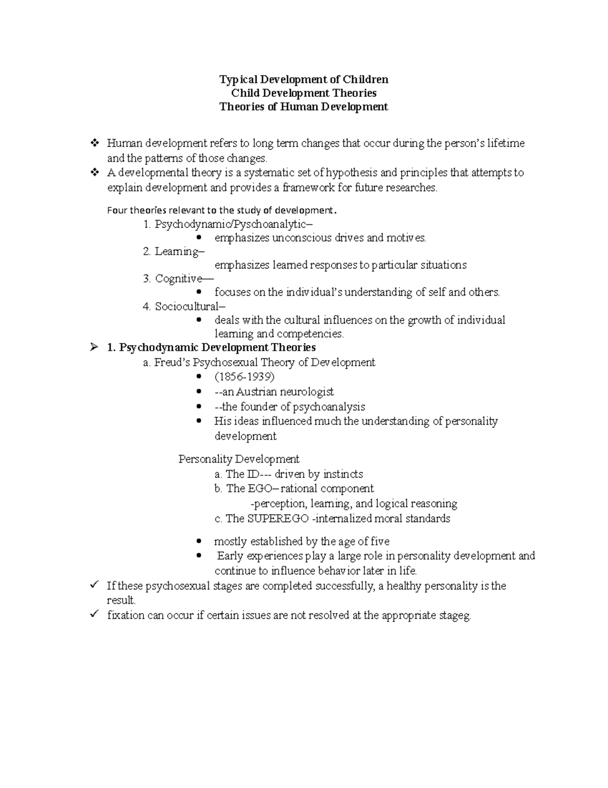 Typical Development Of Children Child Development Theories A