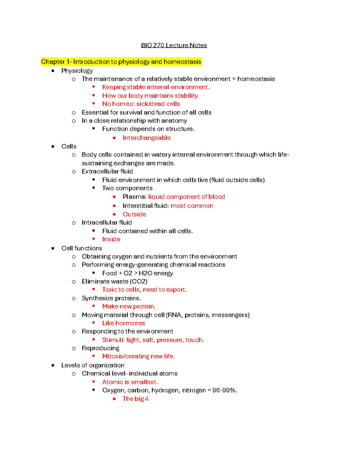 BIO 270 Lecture Notes Unit 1 - BIO 270 Lecture Notes Chapter 1 ...