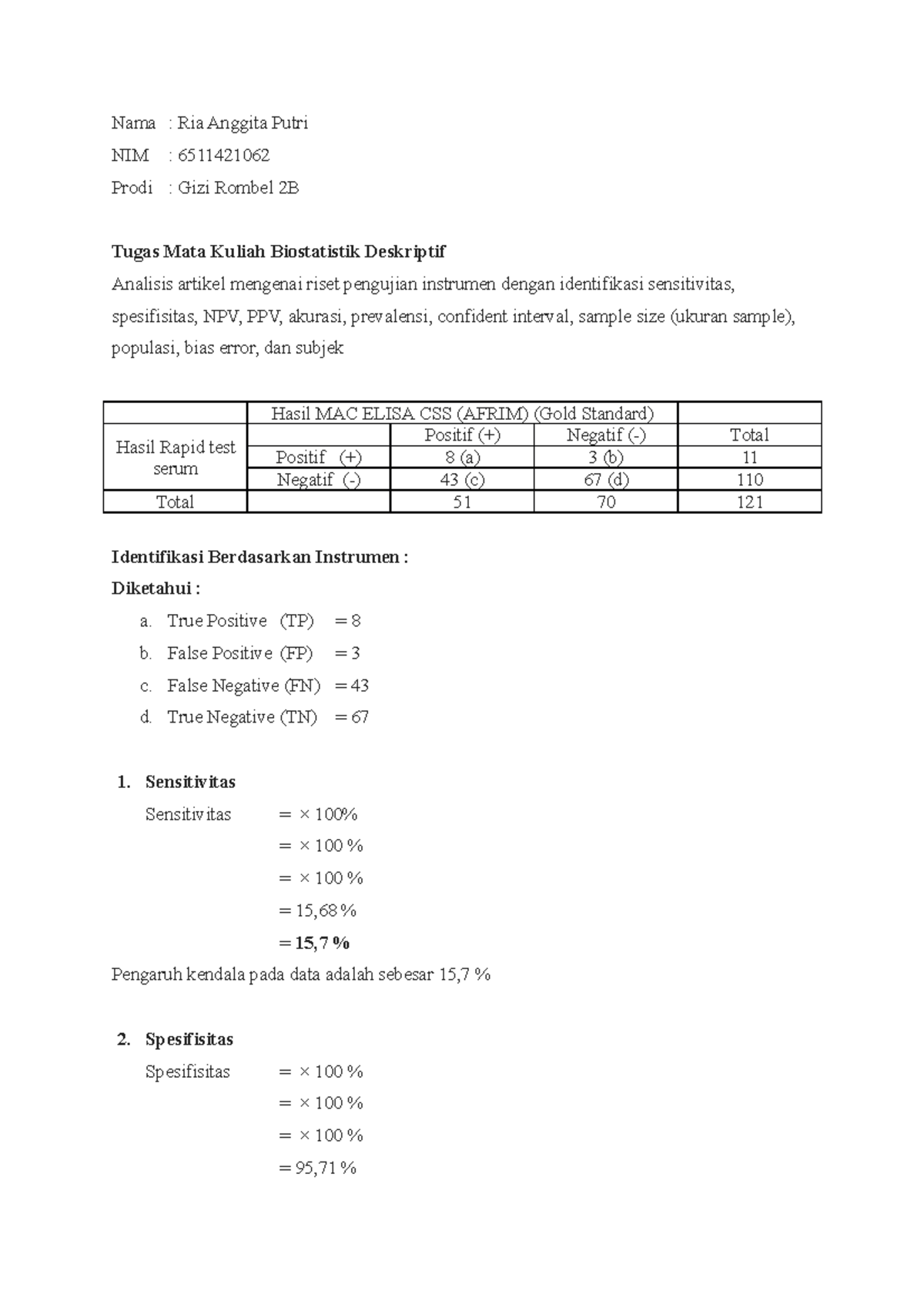 Tugas Biostatistik Deskriptif : Riset Pengujian Instrumen - Nama : Ria ...