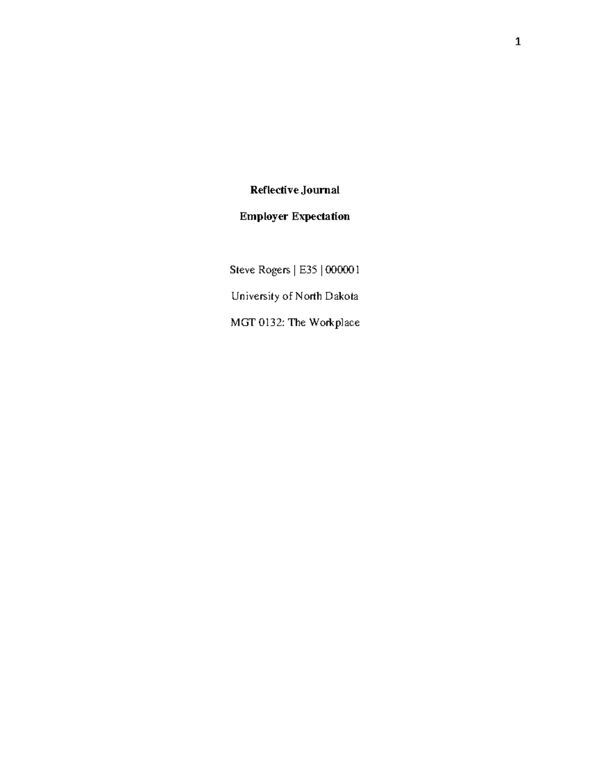 Assignment.1 Reflective Journal SR - Reflective Journal Employer ...