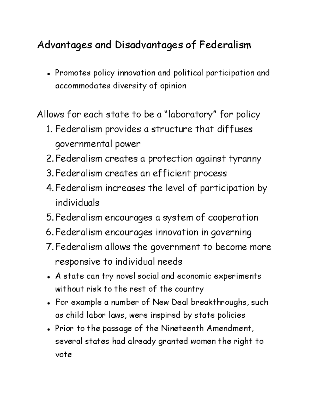 Debate 2 Federalism - Advantages and Disadvantages of Federalism ...