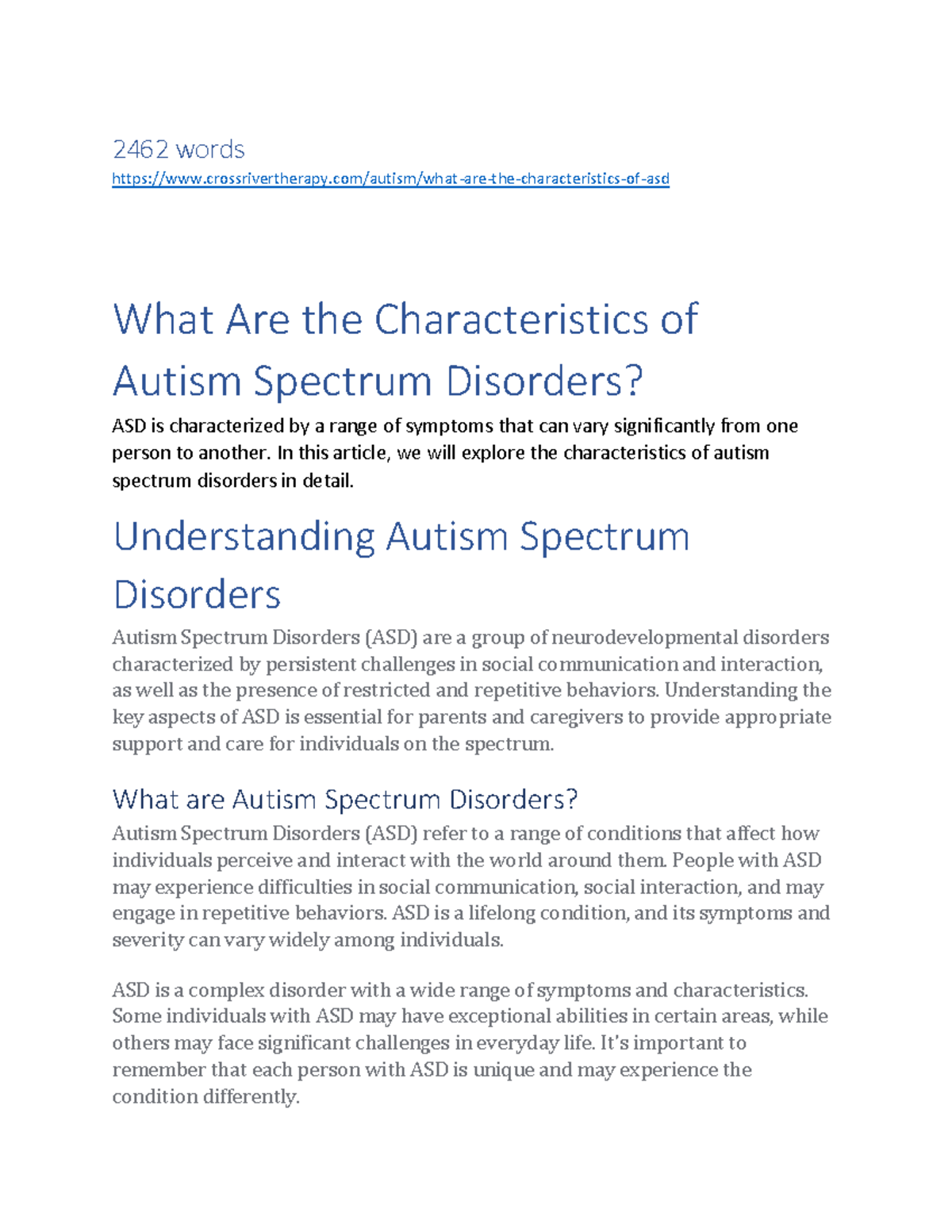What Are the Characteristics of Autism Spectrum Disorders-6 - 2462 ...