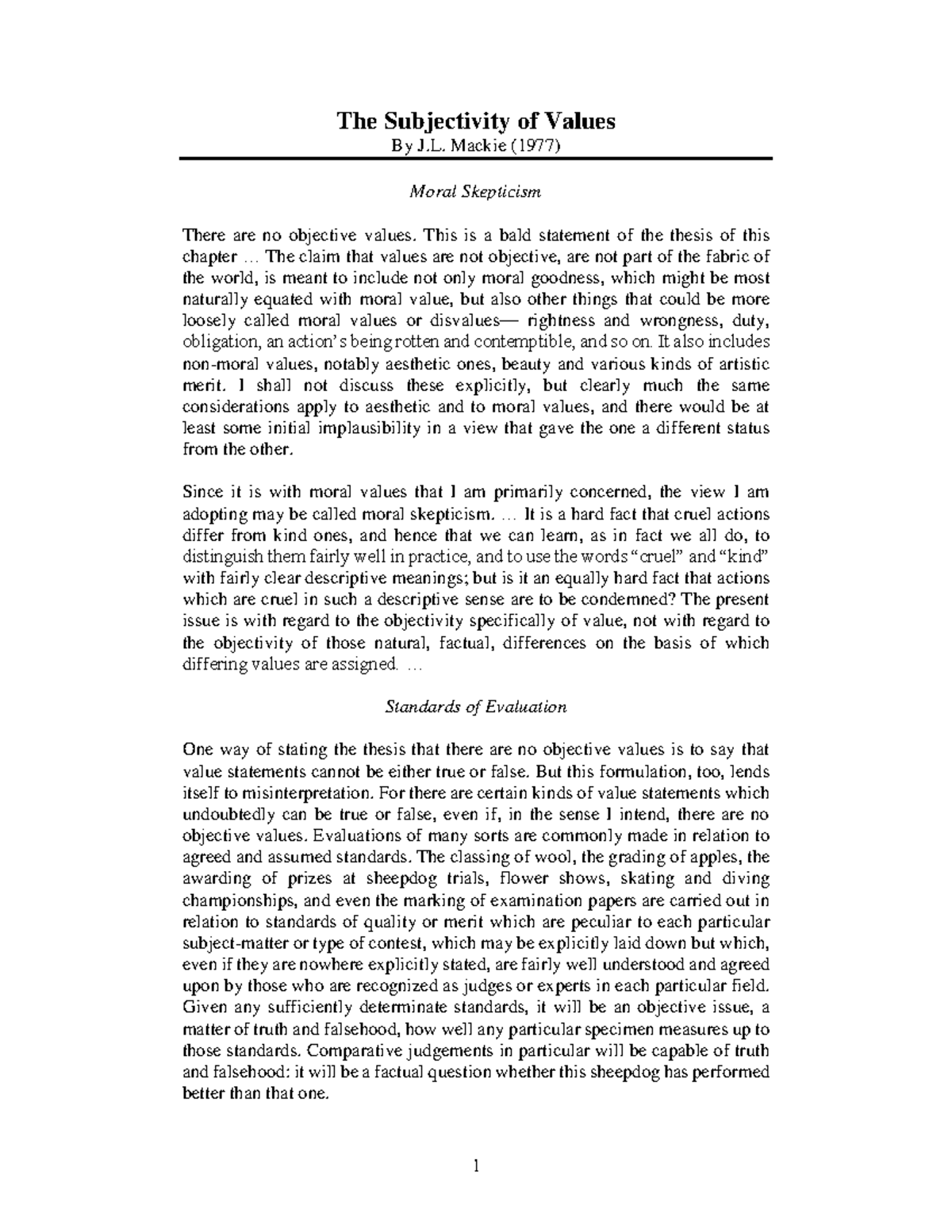 J.-l.-mackie-the-subjectivity-of-values - The Subjectivity of Values By ...