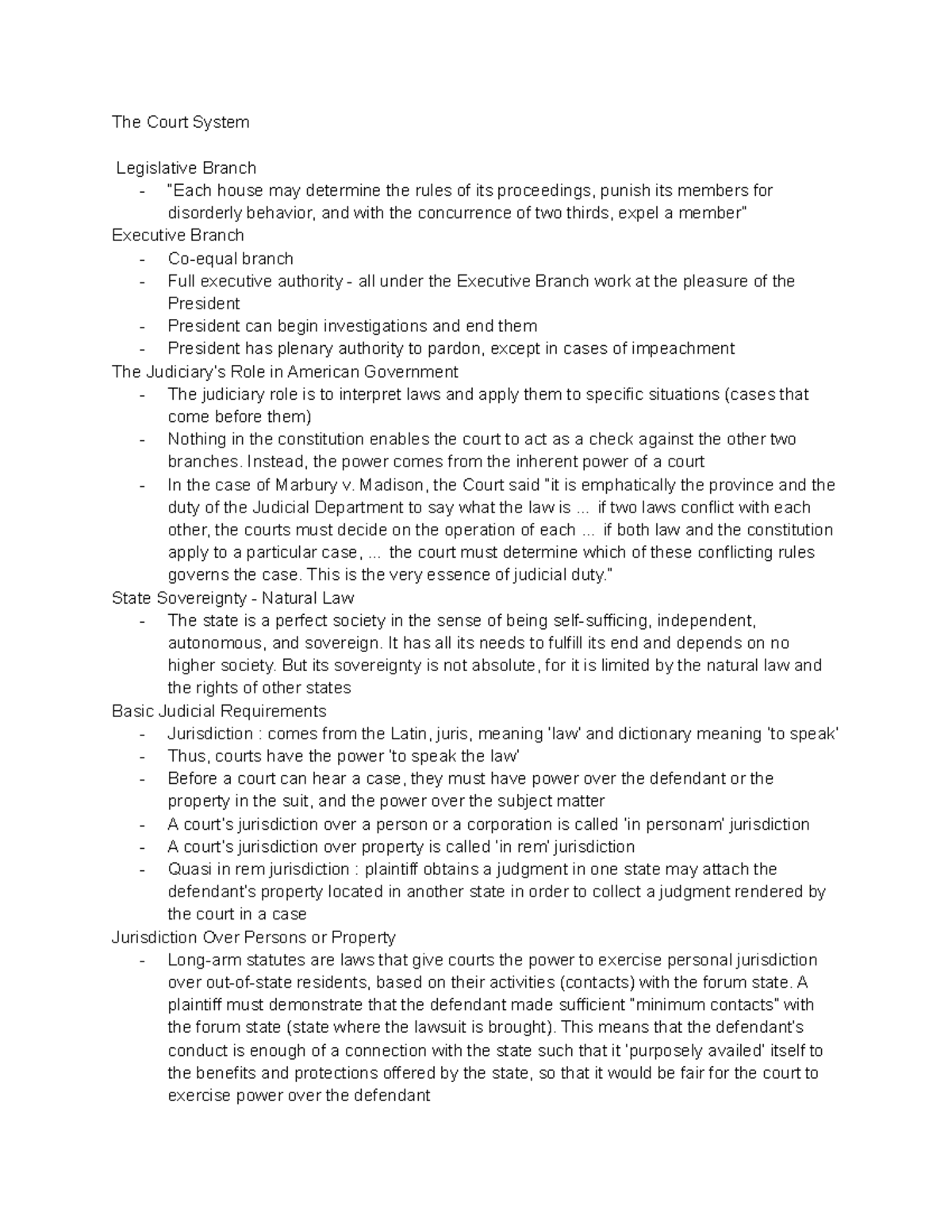 BSLW235 Module 2 + discussion 2 - The Court System Legislative Branch