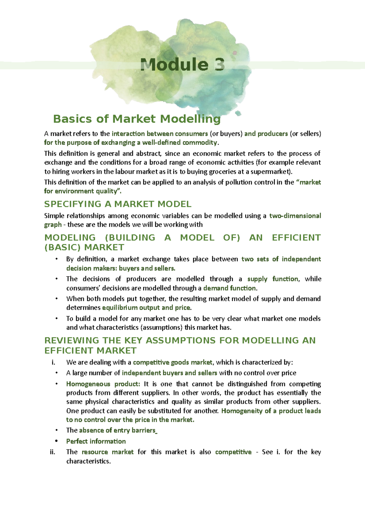 Module 3 - REVIEW OF MARKET MECHANISM - Module 3 Basics of Market ...
