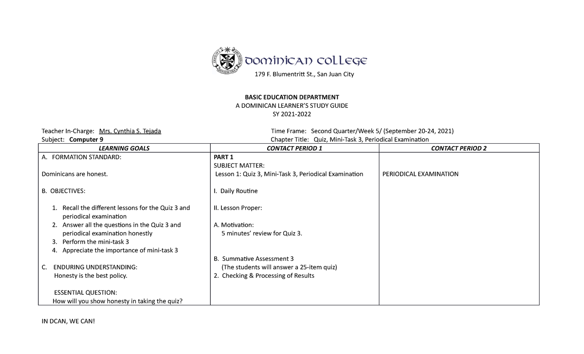 Computer 9 2 Ndqtr WK 5 - study guides - BASIC EDUCATION DEPARTMENT A ...